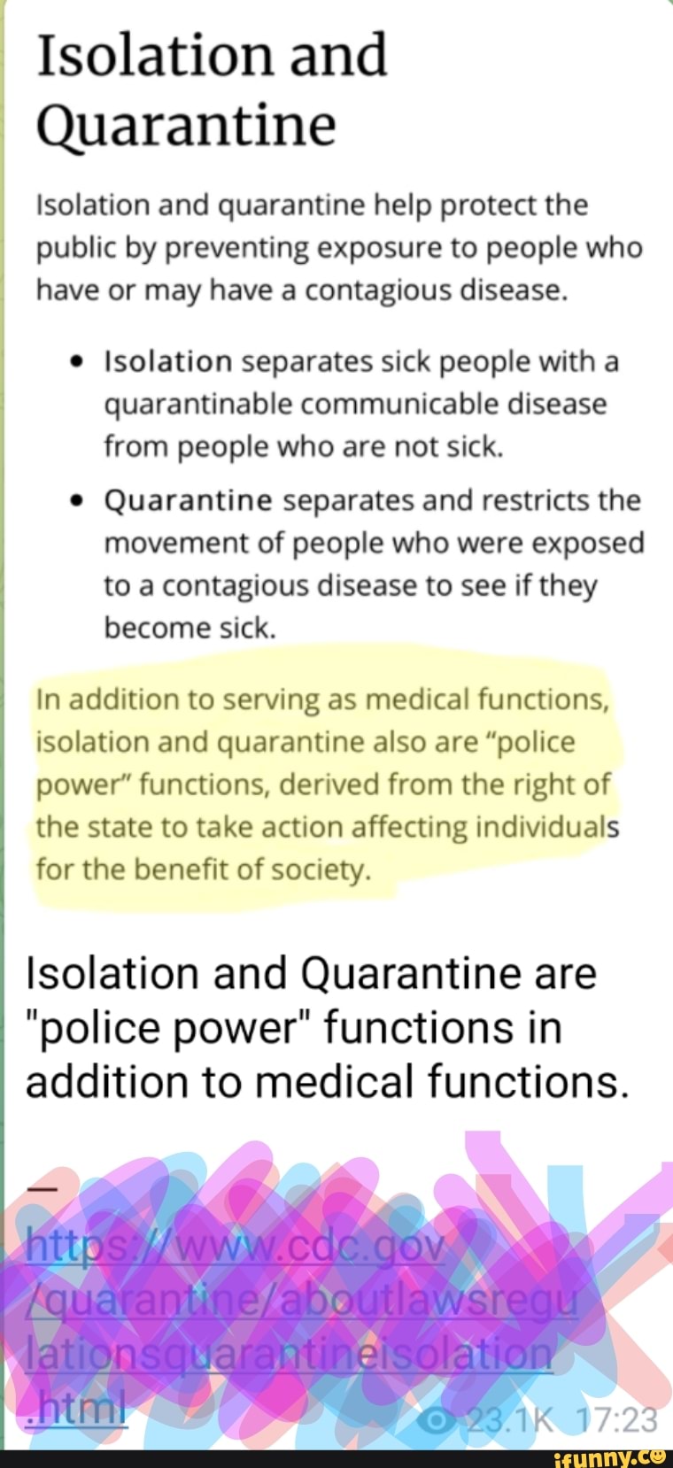 Isolation and Quarantine Isolation and quarantine help protect the ...
