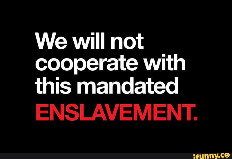 We will not cooperate with this mandated ENSLAVEMENT. - iFunny Brazil