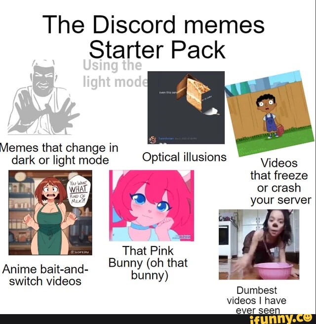 The Discord memes Starter Pack Using the mod Memes that change in dark ...