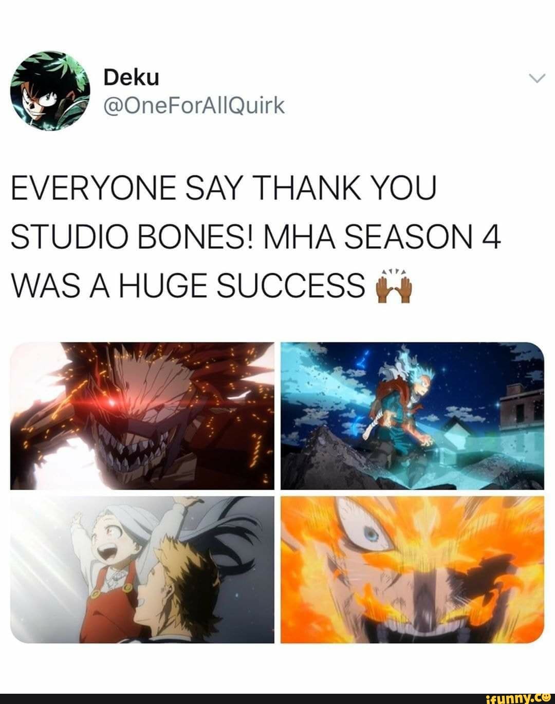 EVERYONE SAY THANK YOU STUDIO BONES! MHA SEASON 4 WAS A HUGE SUCCESS ...