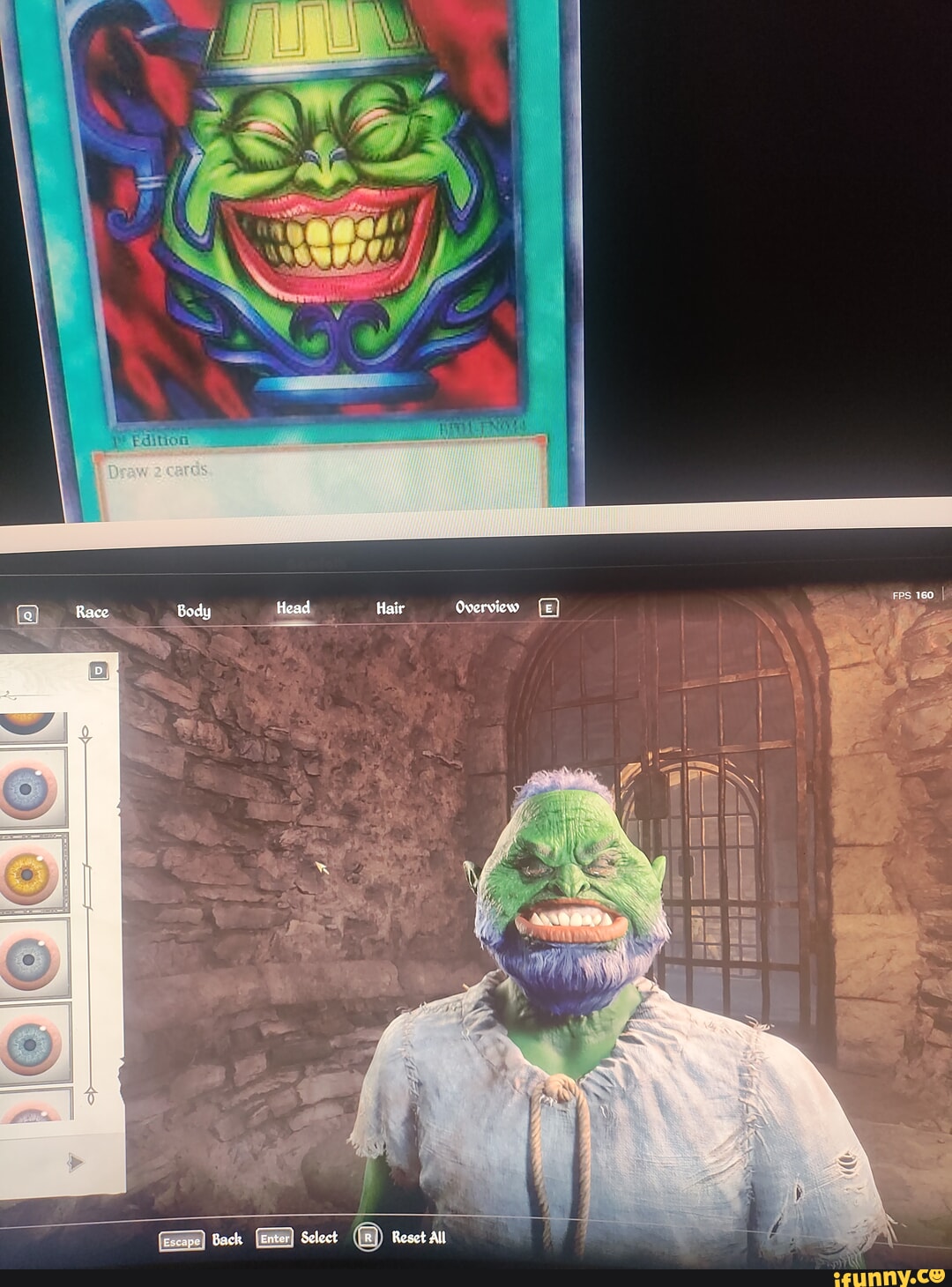 Race Body Head Hair Overview Gack "Enter Sclect "RR" Reset All - iFunny