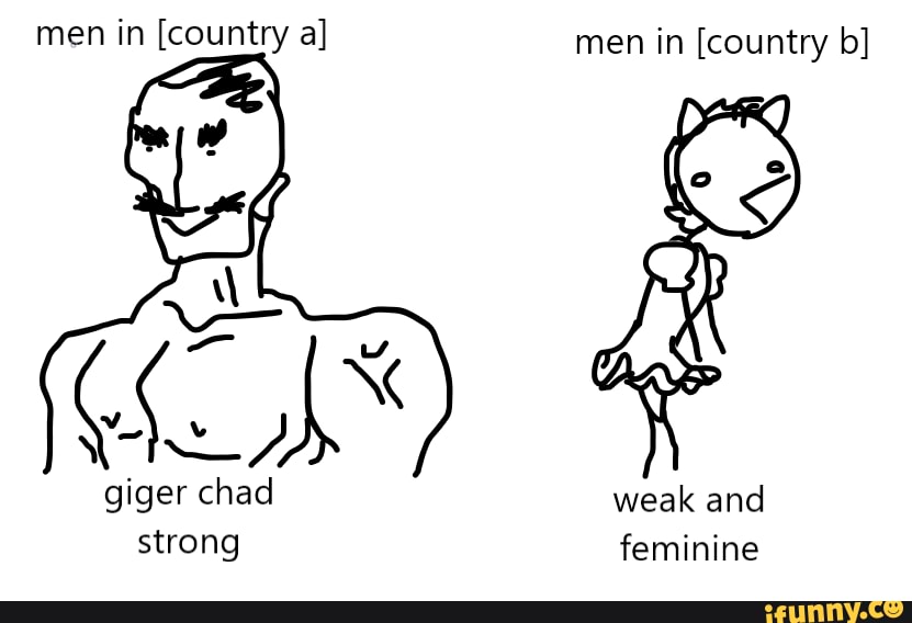 Men in [country a] men in [country b] giger chad weak and strong ...