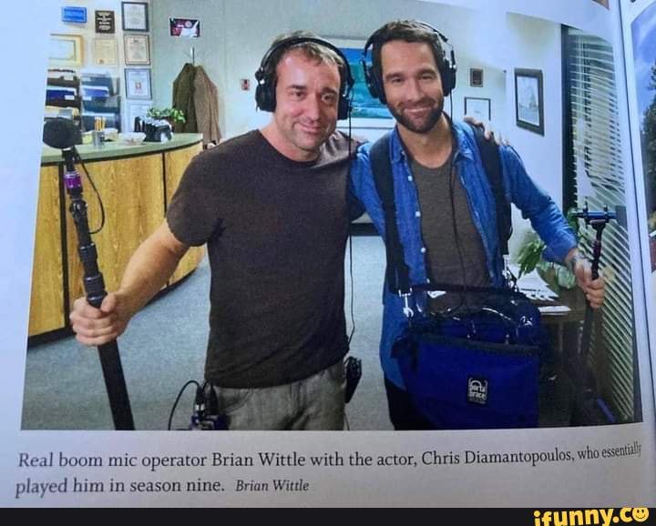 Essential Real boom mic operator Brian Wittle with the actor, Chris ...