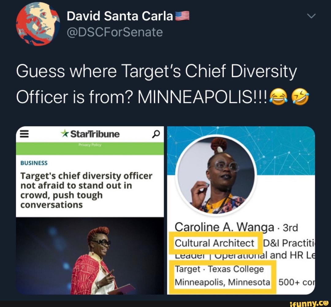 Guess where Target's Chief Diversity Officer is from? MINNEAPOLIS!!! Y ...