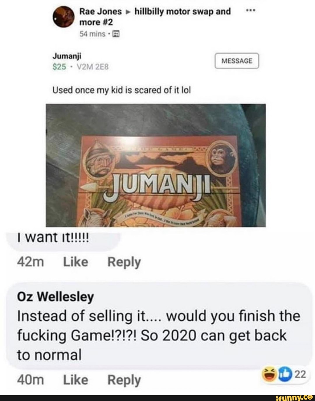 Rae Jones hillbilly motor swap and more #2 Jumanji MT Used once my kid ...