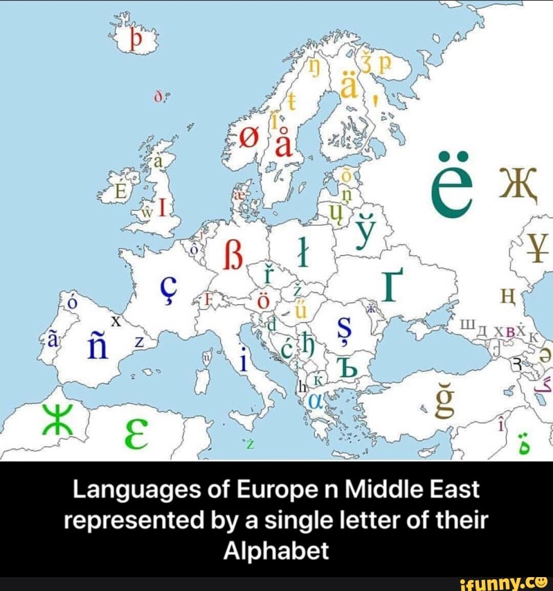 Letter of their Alphabet Languages of Europe n Middle East represented ...