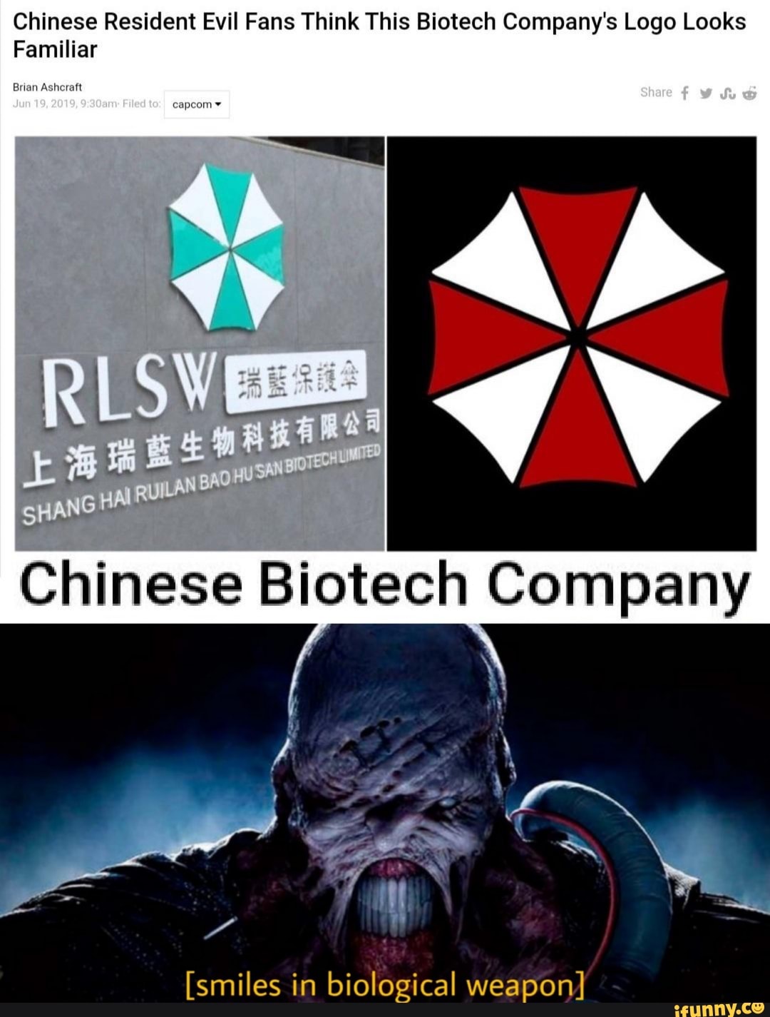 Chinese Resident Evil Fans Think This Biotech Company's Logo Looks ...