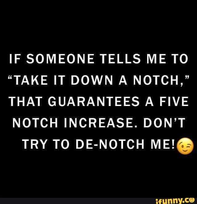 IF SOMEONE TELLS ME TO "TAKE IT DOWN A NOTCH," THAT GUARANTEES & FIVE ...