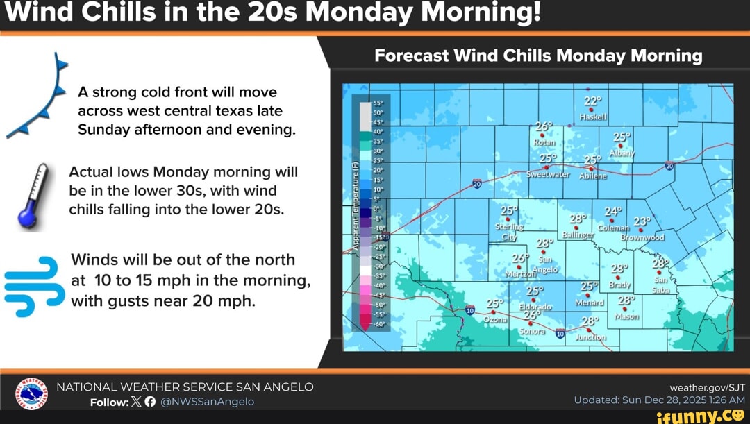 Wind Chills in the Monday Morning! Forecast Wind Chills Monday Morning ...