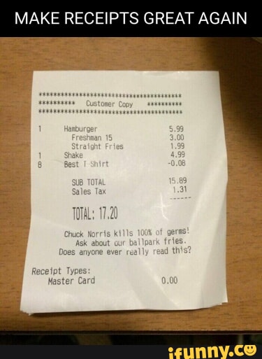 MAKE RECEIPTS GREAT AGAIN -Ask abo Does anyone Receipt Types: Master ...