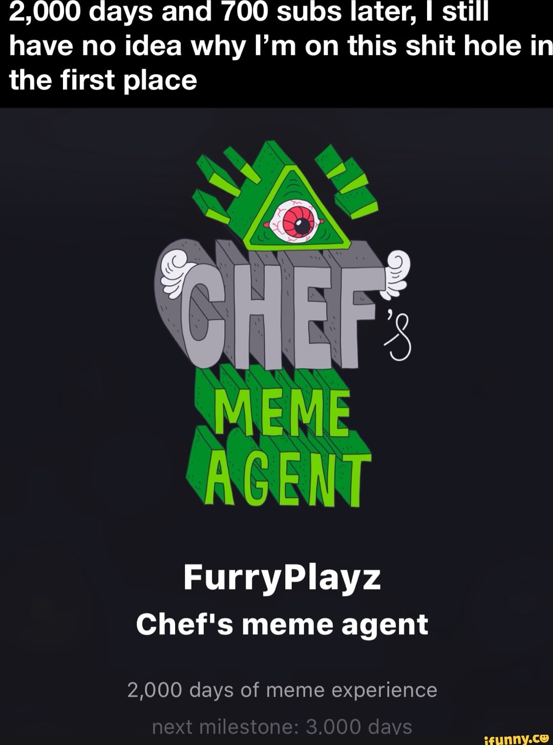 2,000 days and /00 subs later, I still have no idea why I'm on this ...