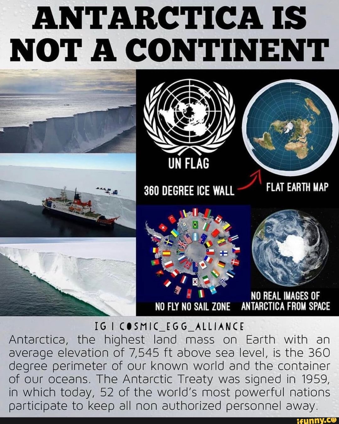 ANTARCTICA IS NOT A CONTINENT UN FLAG 360 DEGREE ICE WALL FLAT EARTH ...