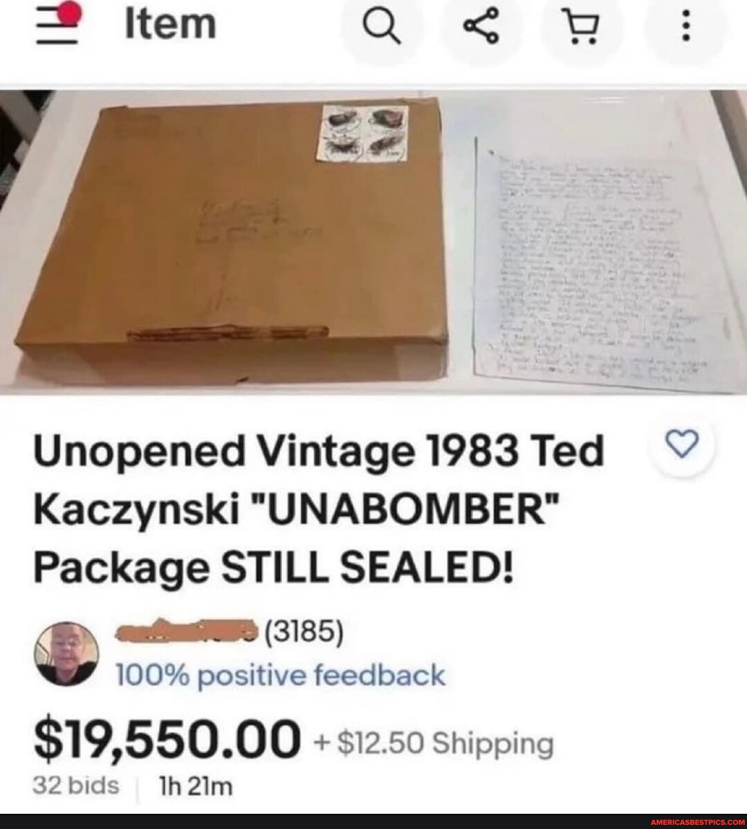 Unopened Vintage 1983 Ted Kaczynski "UNABOMBER" Package STILL SEALED ...