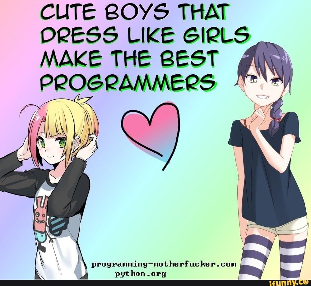 CUTE BOYS THAT DRESS LIKE GIRLS MAKE THE BEST PROGRAMMERS - iFunny