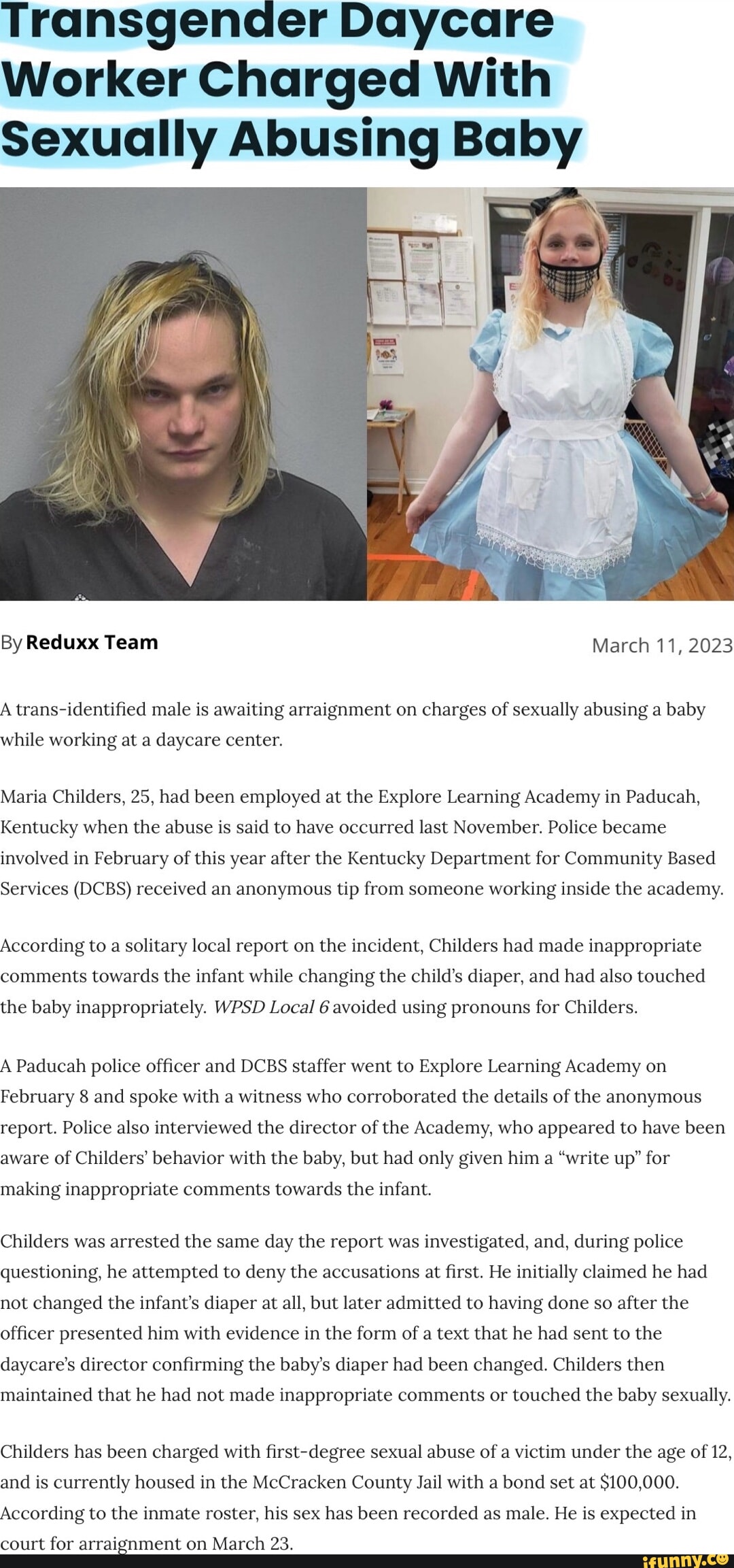 Transgender Daycare Worker Charged With Sexually Abusing Baby By Reduxx ...