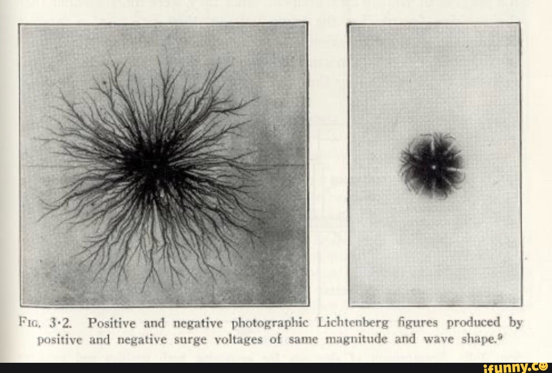 Fic, Positive and negative photographic Lichtenberg figures produced by ...