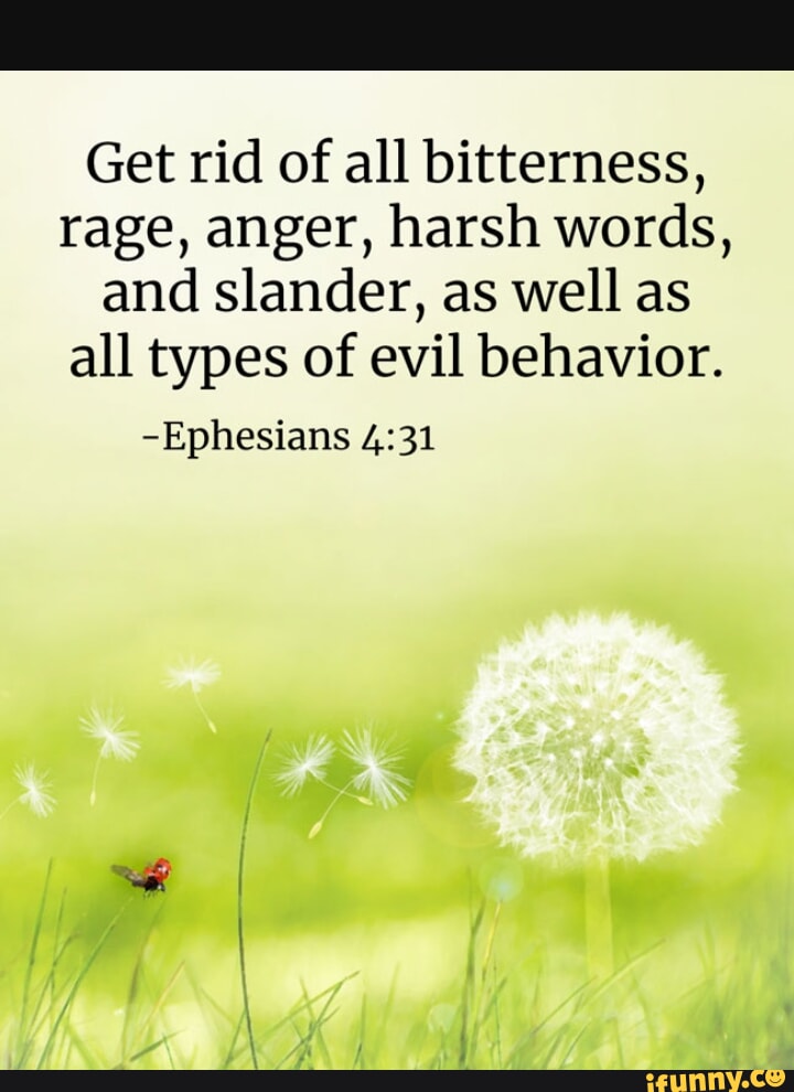 Get rid of all bitterness, rage, anger, harsh words, and slander, as ...