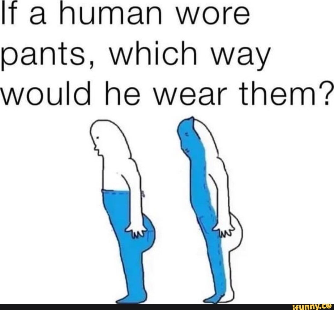 It human wore pants, which way would he wear them'? - iFunny