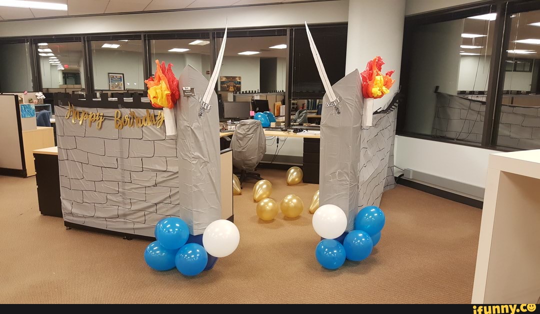 Turned his Cubicle into a castle. He loved it. Happy Birthday Bossman ...