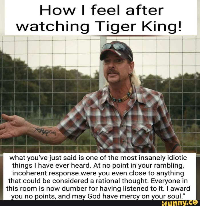 How I feel after watching Tiger King! what you've just said is one of ...