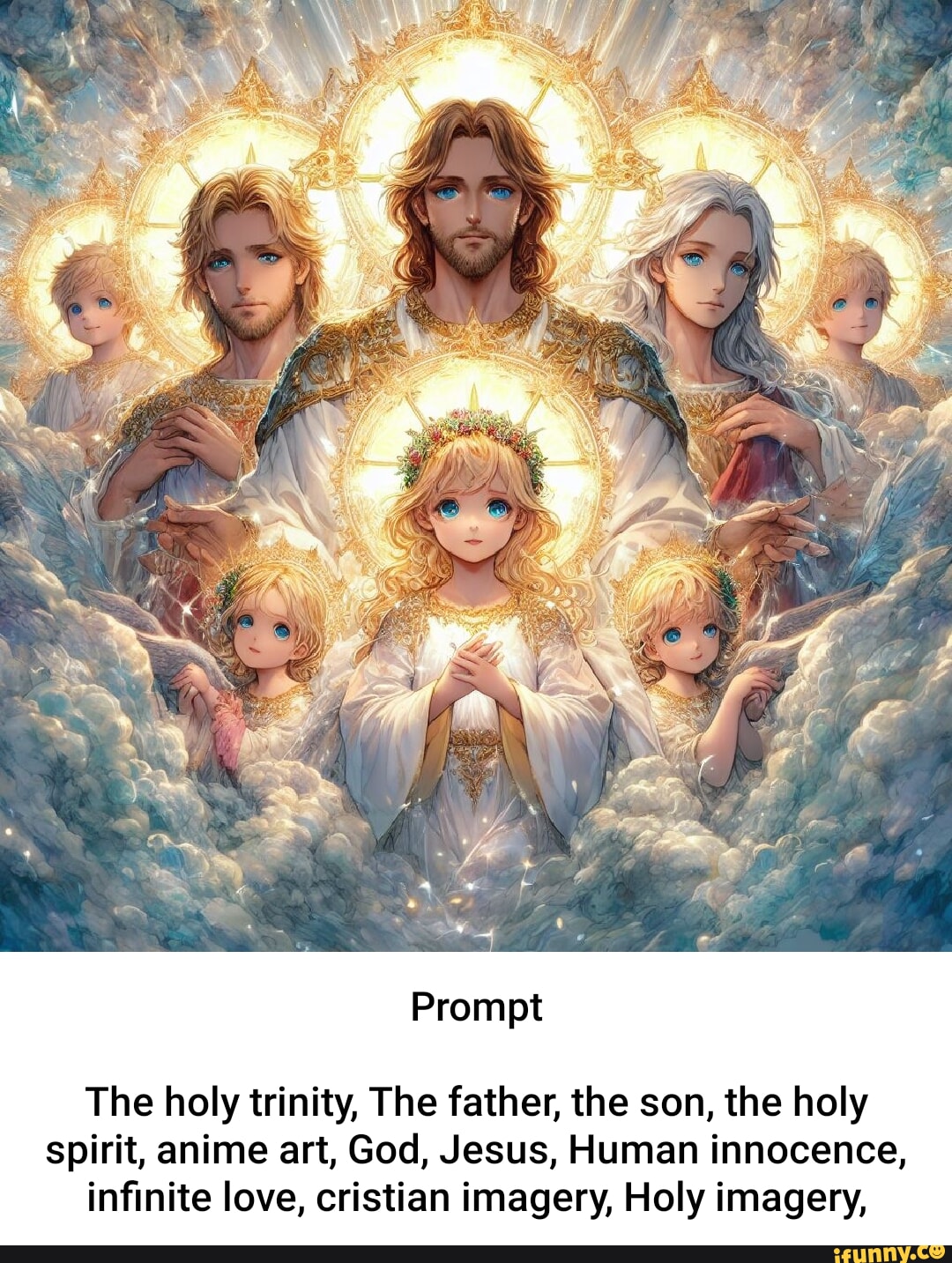 Prompt The holy trinity, The father, the son, the holy spirit, anime ...