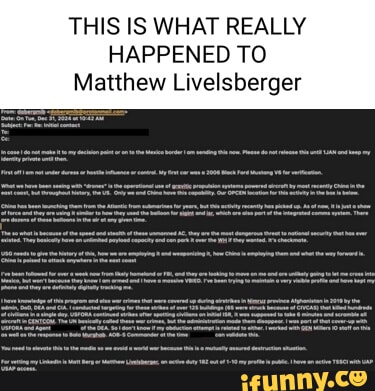 THIS IS WHAT REALLY HAPPENED TO Matthew Livelsberger - iFunny