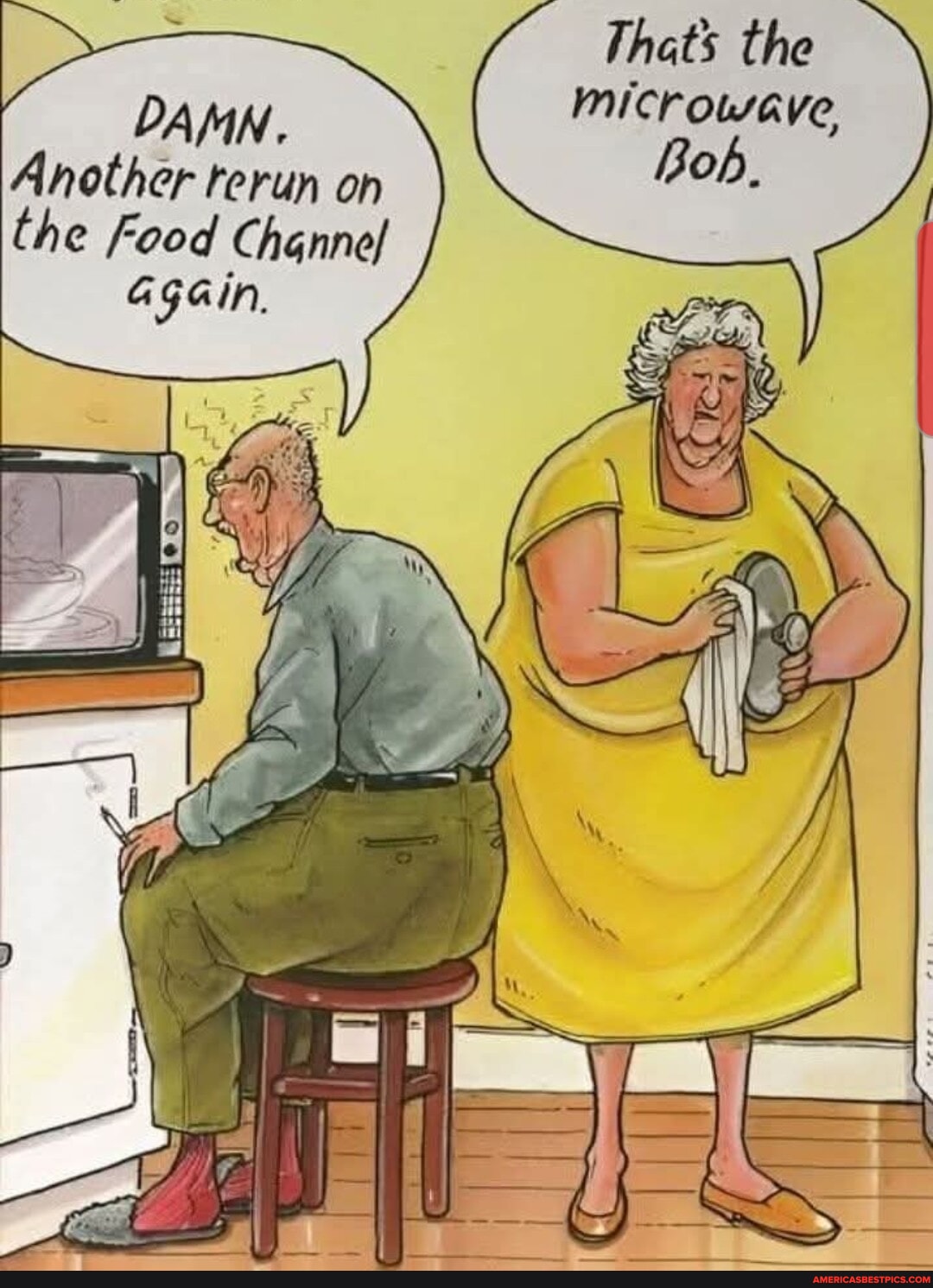 Thats the microwave, Bob, DAMN. Another rerun on the Food Chgnne ...