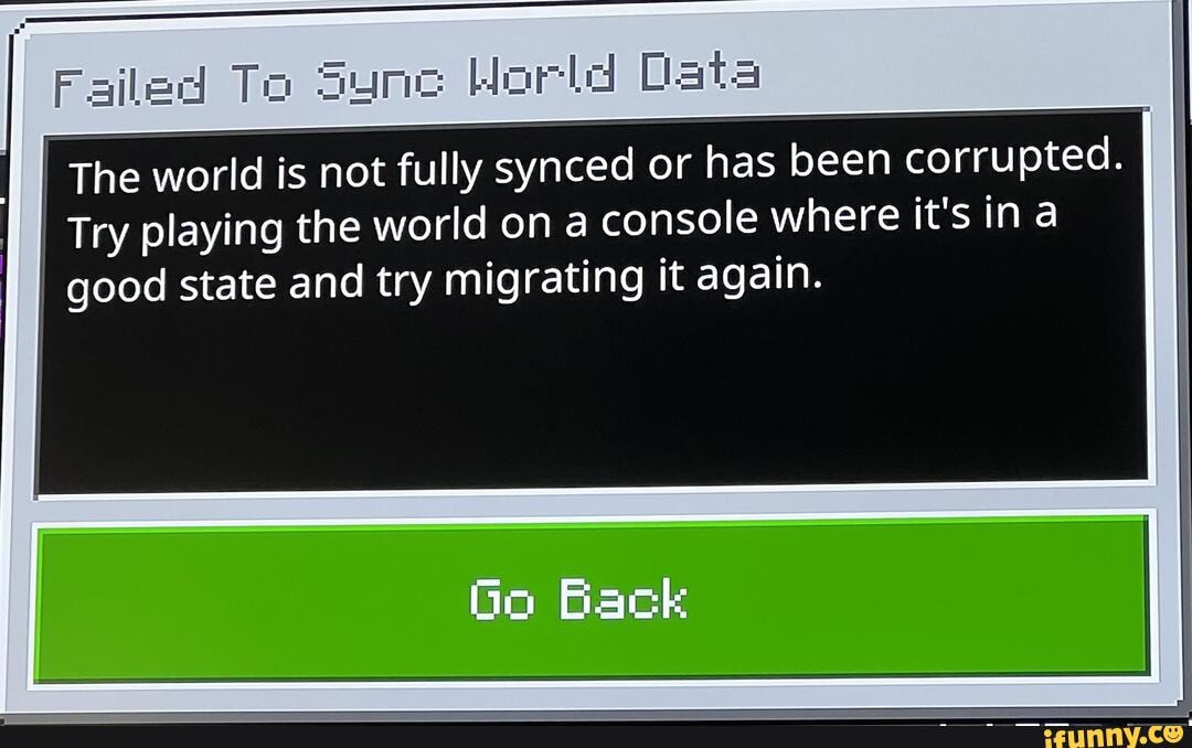 Failed To Sync World Data The world is not fully synced or has been ...