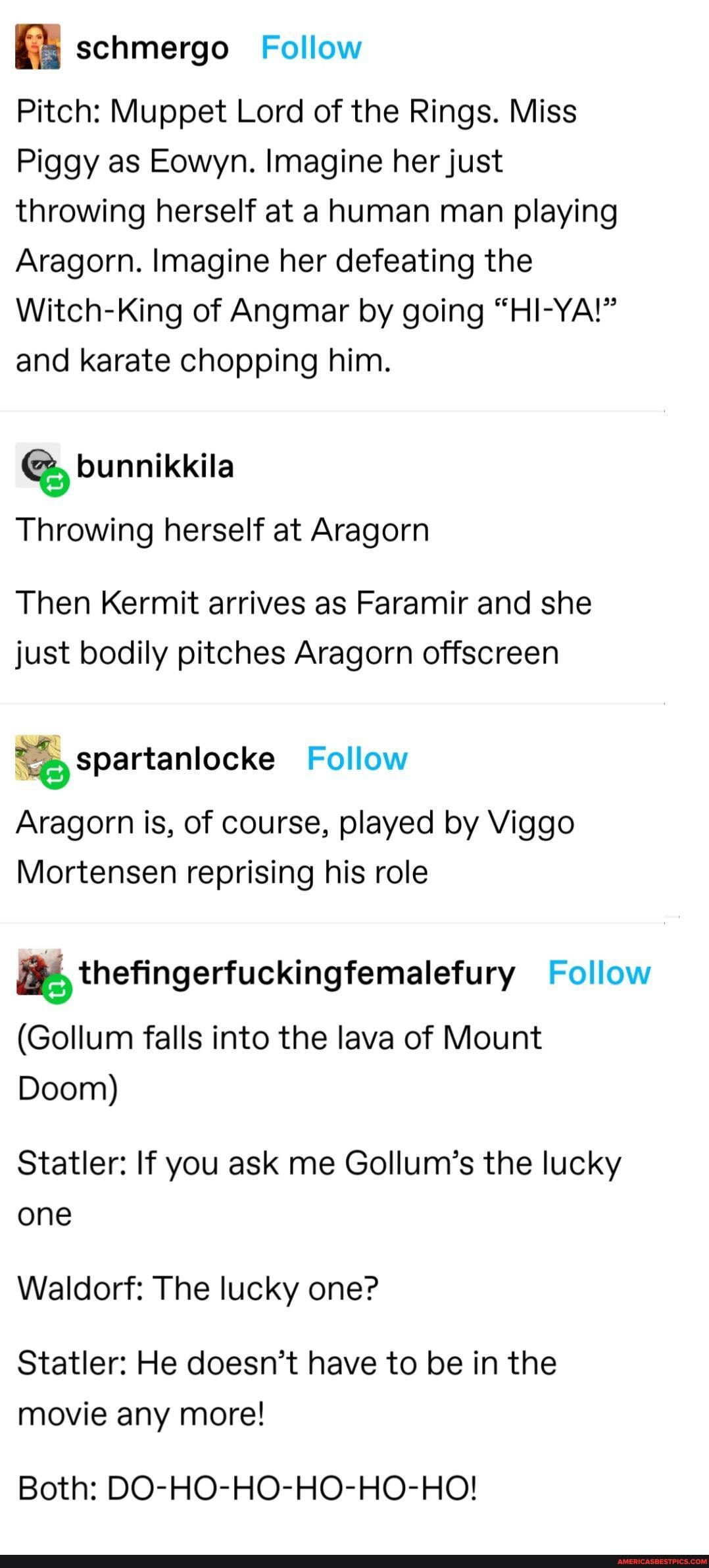 Schmergo Follow Pitch: Muppet Lord of the Rings. Miss Piggy as Eowyn ...