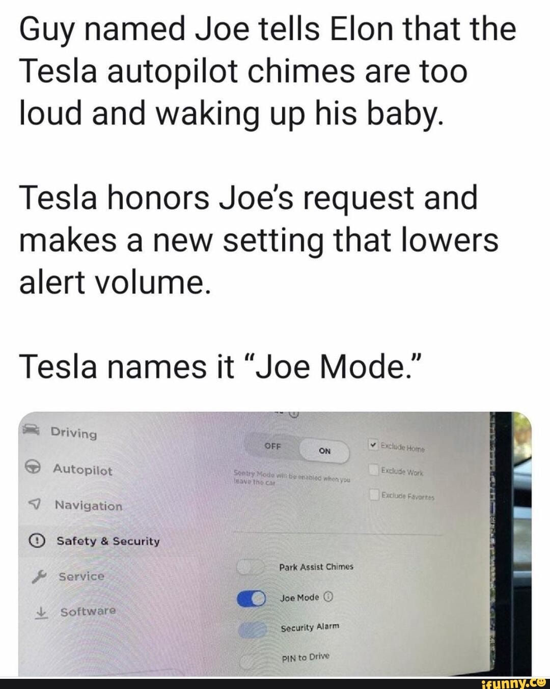 Guy named Joe tells Elon that the Tesla autopilot chimes are too loud ...