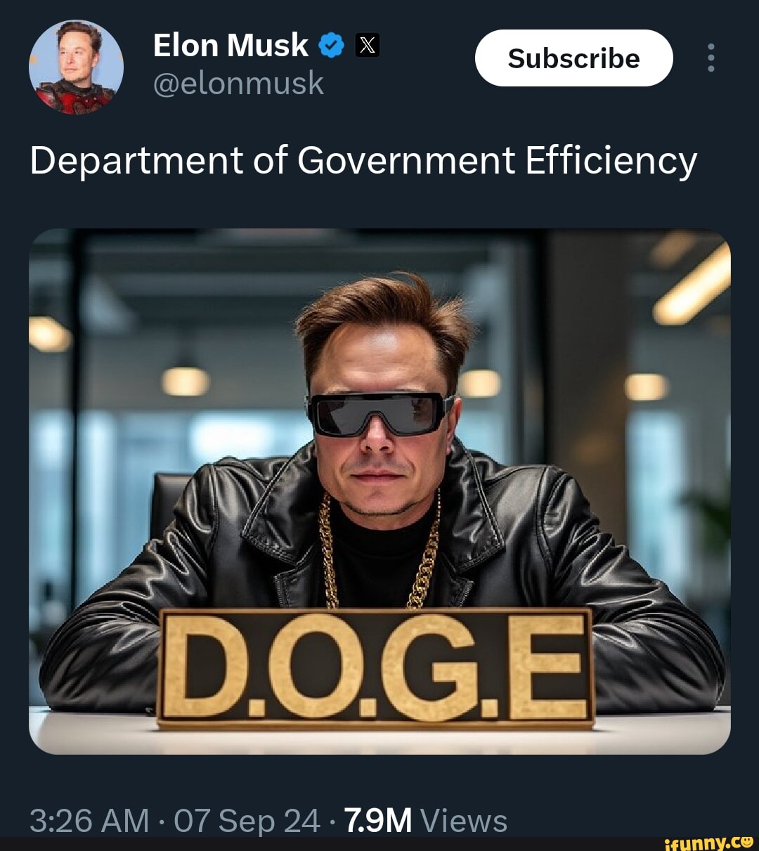 Elon Musk @ x @elonmusk Department of Government Efficiency 54 AM- Sep ...