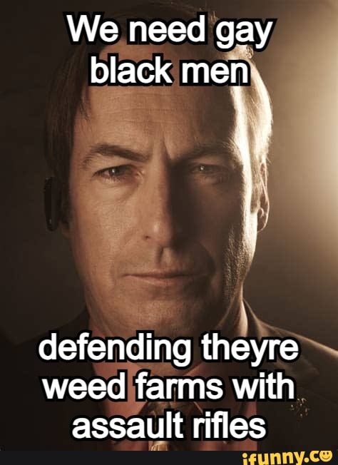 We need gay black men defending theyre weed farms with assault rifles ...