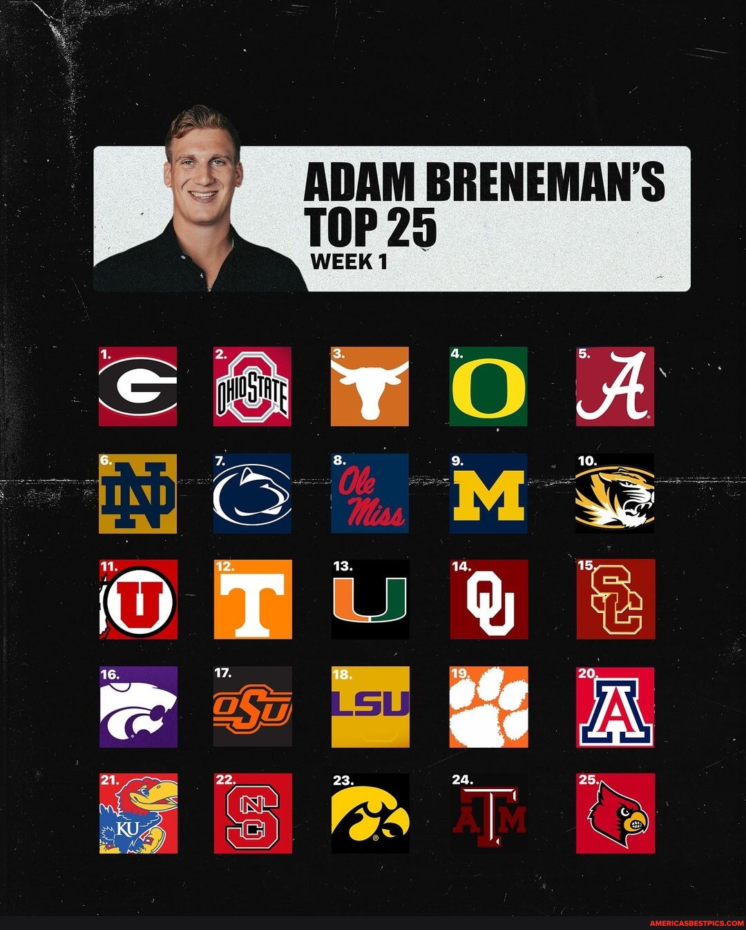 🚨 My Top 25 after Week 1 🚨 - By, ADAM BRENEMAN'S - America’s best pics and videos