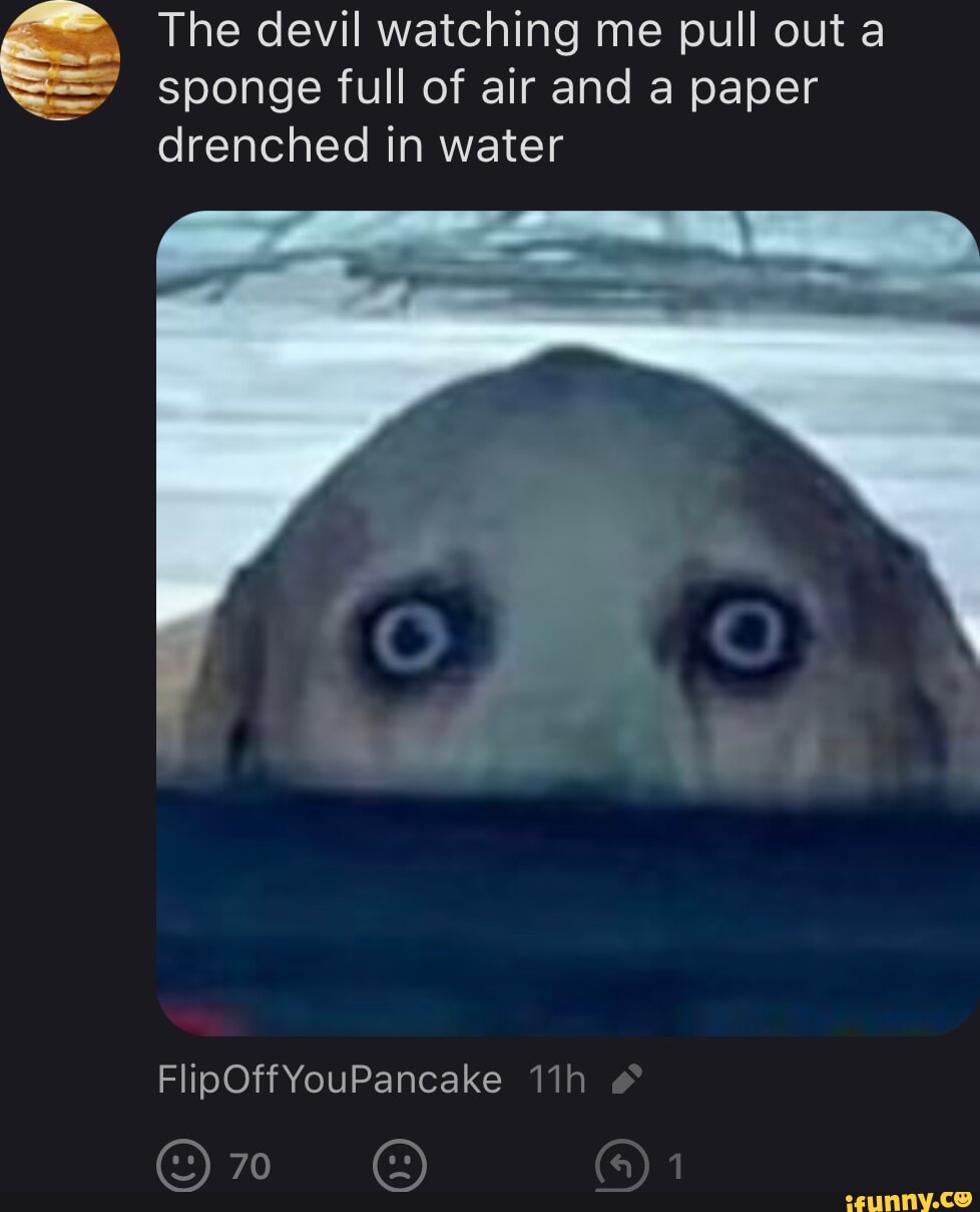 Sponge full of air and a paper drenched in water The devil watching me ...