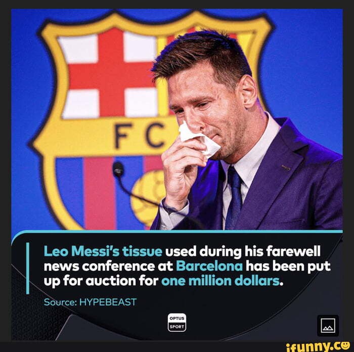 Leo Messi's tissue used during his farewell news conference at ...