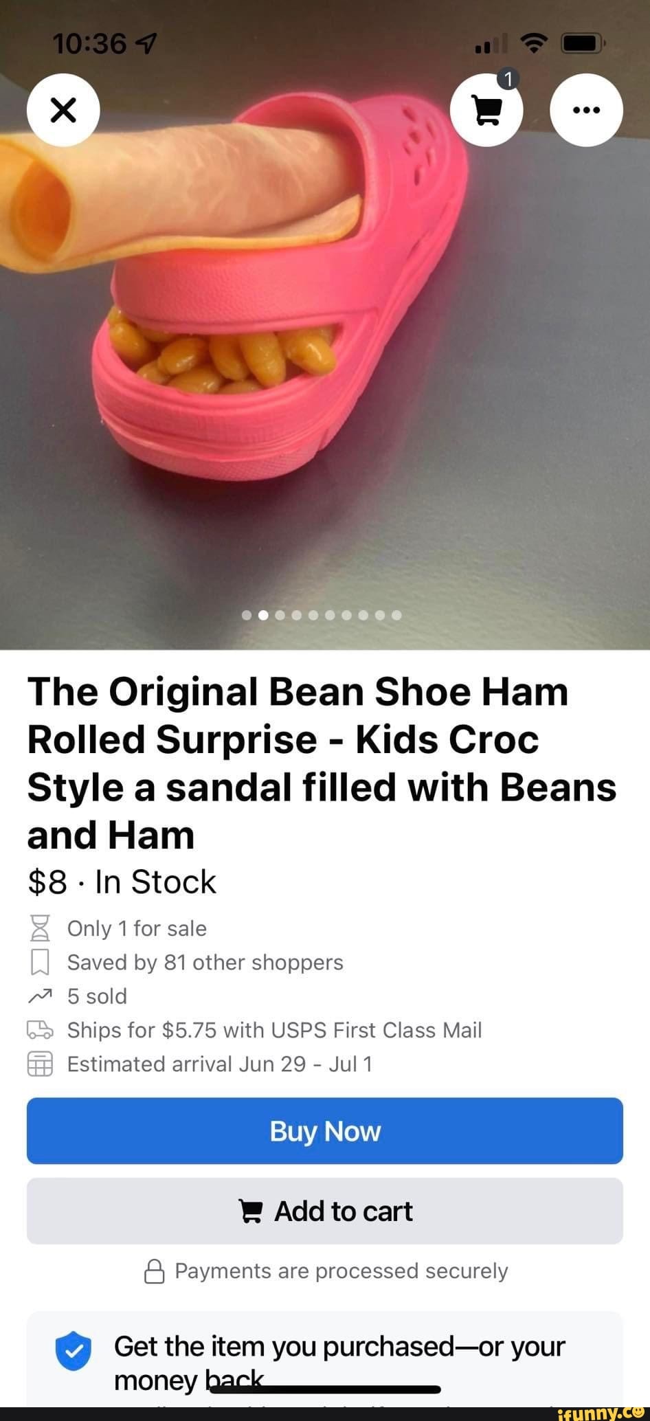 The Original Bean Shoe Ham Rolled Surprise - Kids Croc Style a sandal ...