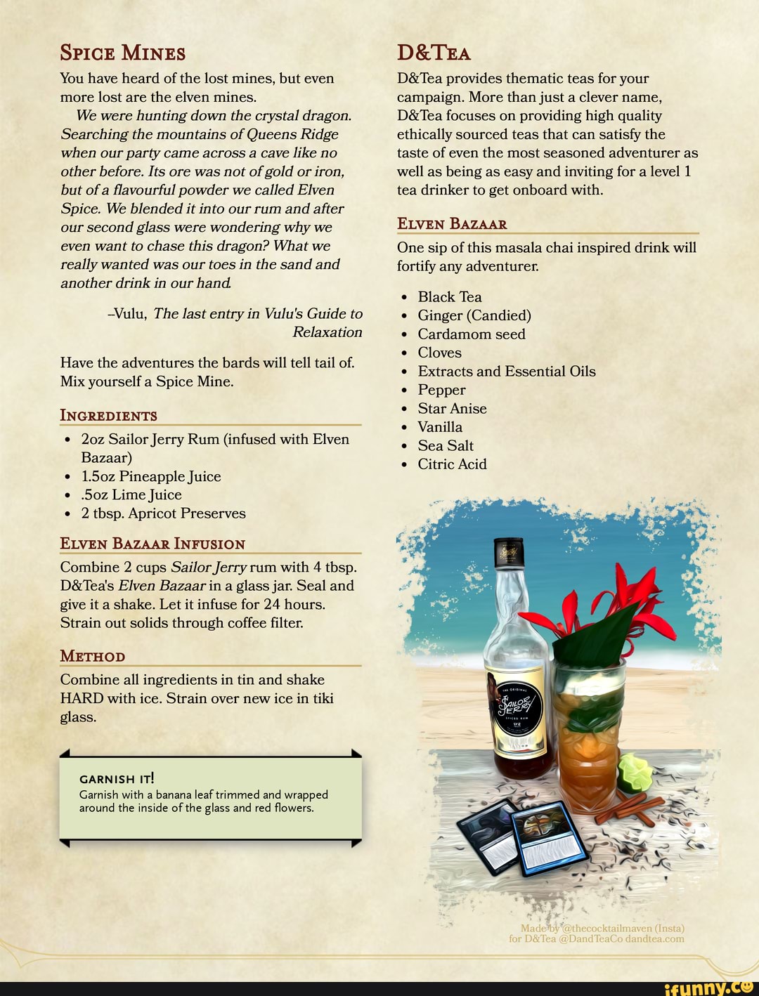 Spice Mines - D&Tea & Sailor Jerry - RPG Inspired Tea Based Cocktail ...
