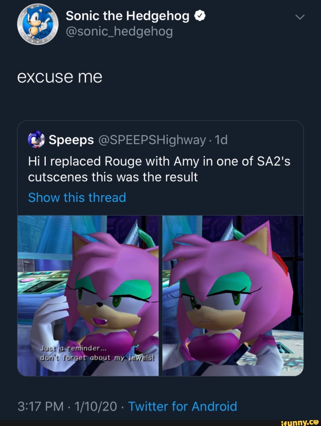 14 À Sonic the Hedgehog 7 19") Osonic_hedgehog excuse me Hi I replaced ...