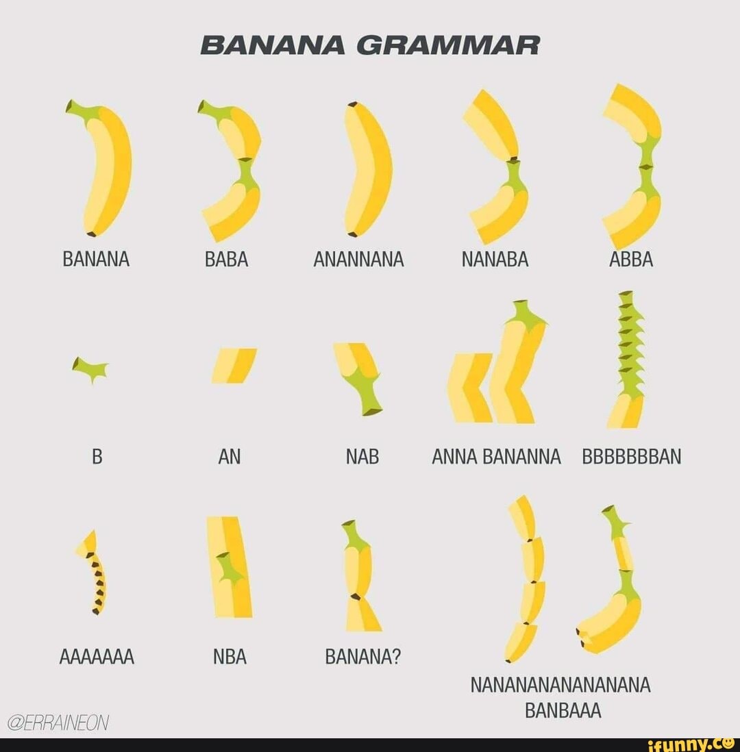 BANANA BANANA GRAMMAR BABA ANANNANA AN NAB NBA BANANA? NANABA AN ANNA ...