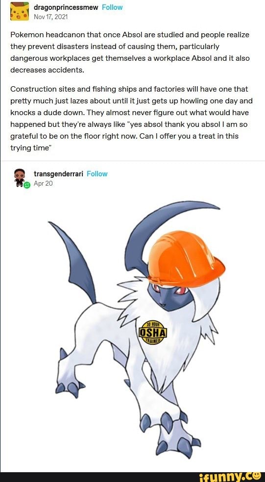 Pokemon headcanon that once Absol are studied and people realize ...