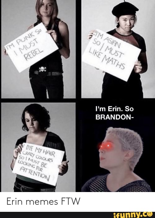 Erin memes FTW - I'm Erin. So BRANDON- Erin memes FTW - iFunny