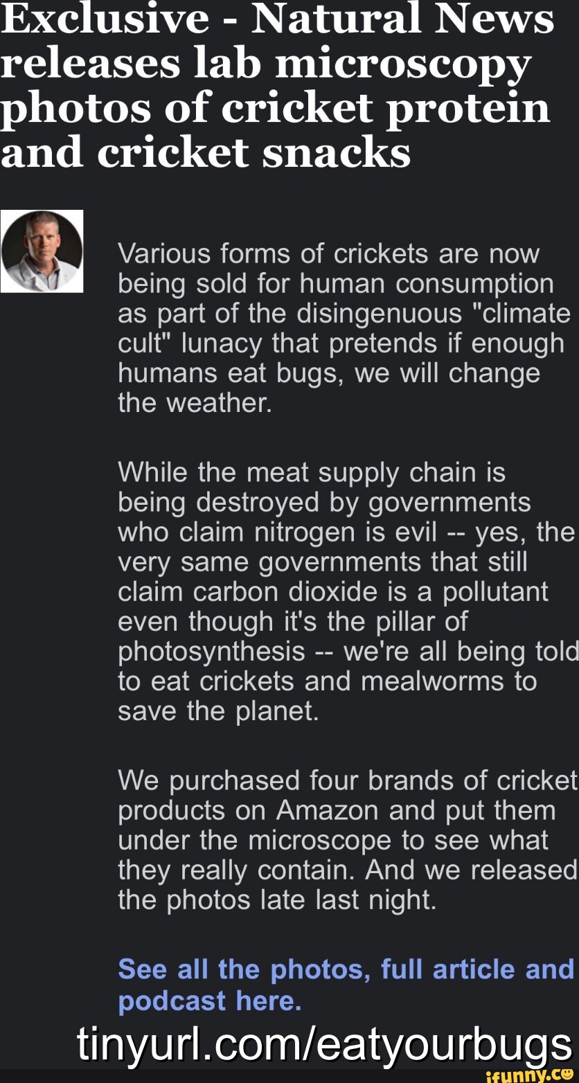 Exclusive - Natural News releases lab microscopy photos of cricket ...