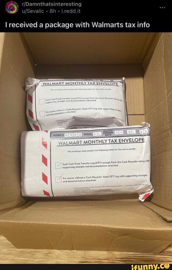 Received a package with Walmarts tax info WALMART MONTHLY TAX ENVELOPE ...