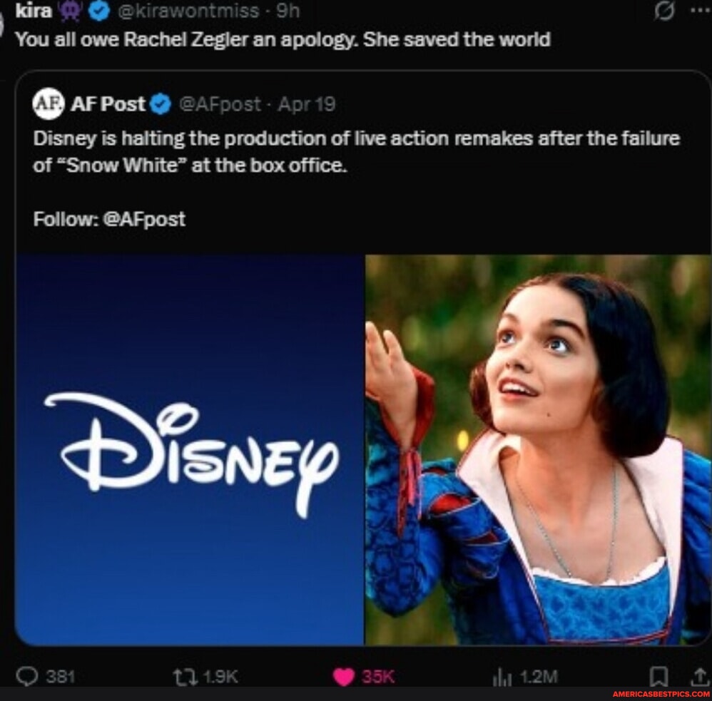 PC ss You all owe Rachel Zegler an apology. She saved the world Disney ...