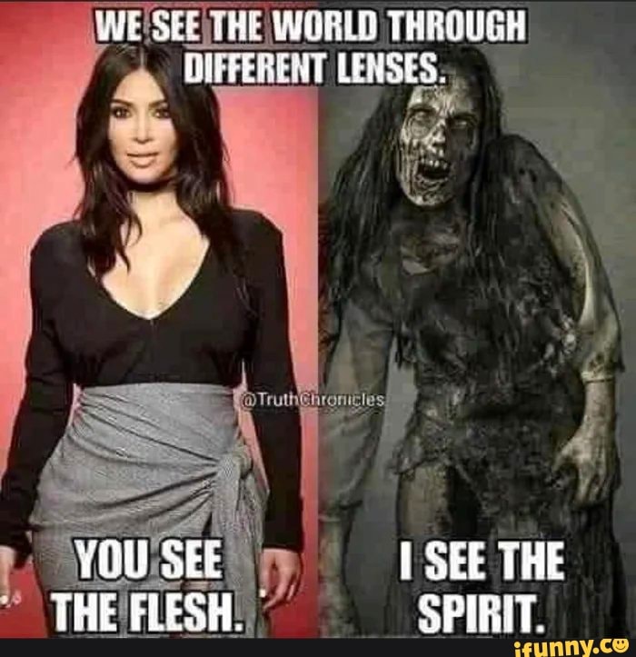 AS okt WORLD THROUGH DIFFERENT LENSES TOU SEE SEE THE THE FLESH. SPIRIT ...
