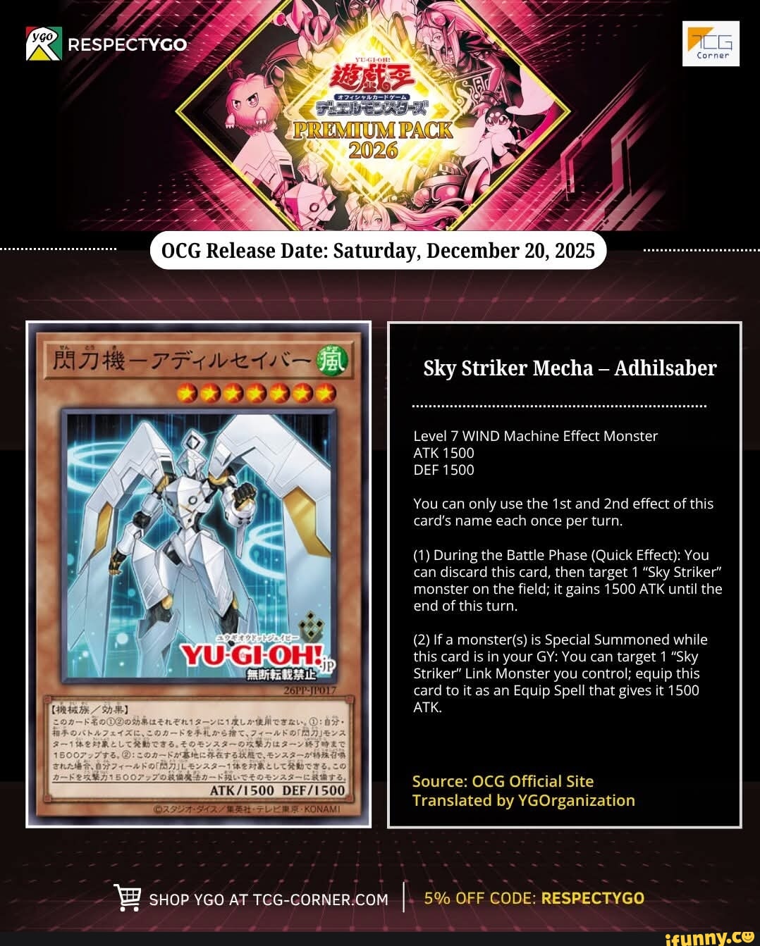 Release Date: Saturclay, Sky Striker Mecha Adhilsaber Level 7 WIND ...