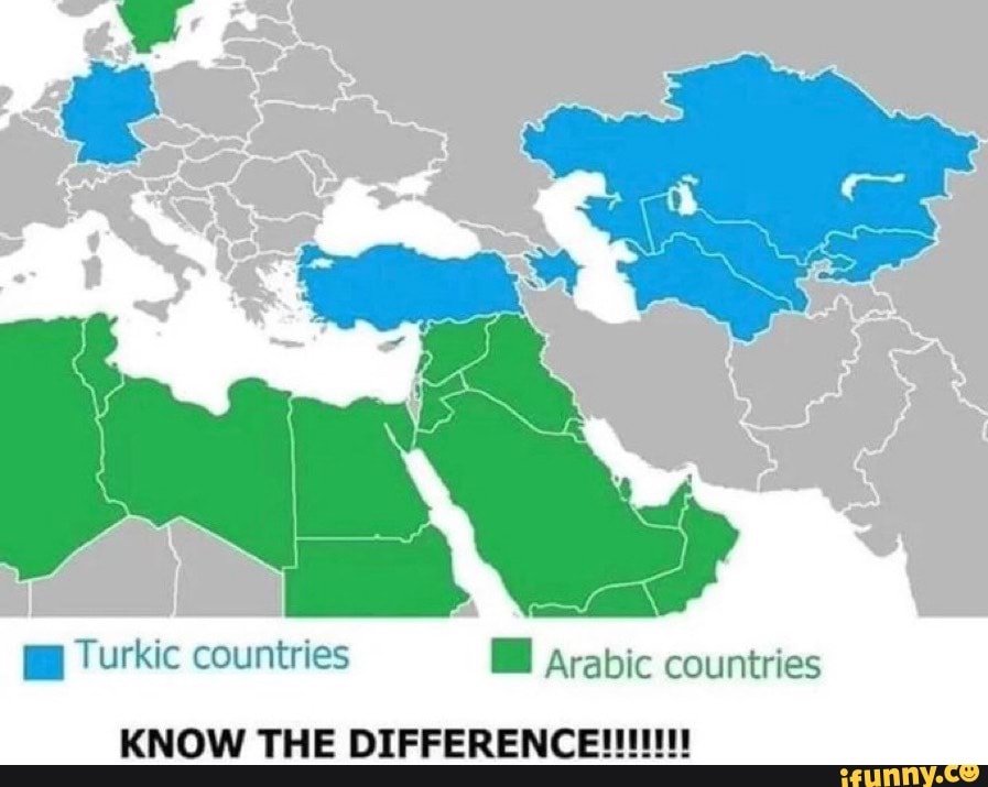 Turkic countries Arabic countries KNOW THE DIFFERENCE - iFunny