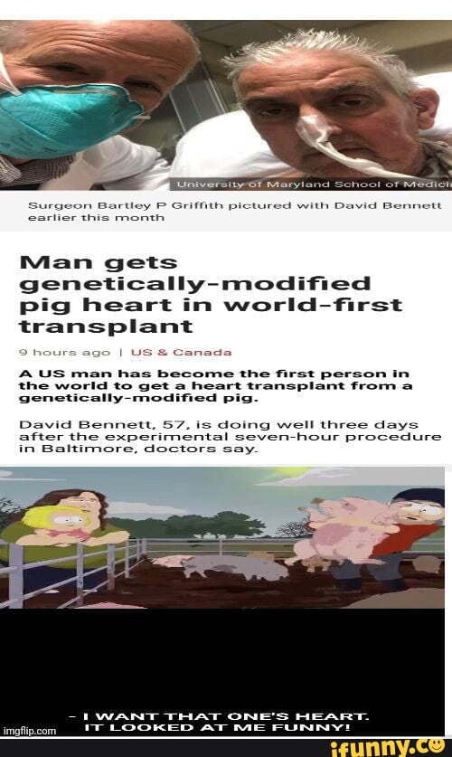 Surgeon Bartley P Griffith pictured with David Bennett earlier this ...