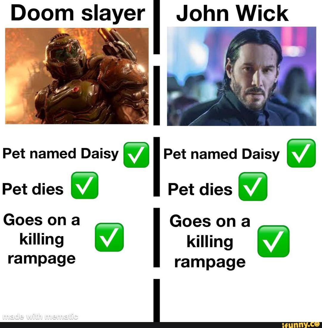 Doom slayer John Wick Pet named Daisy Pet named Daisy Pet dies II Pet ...