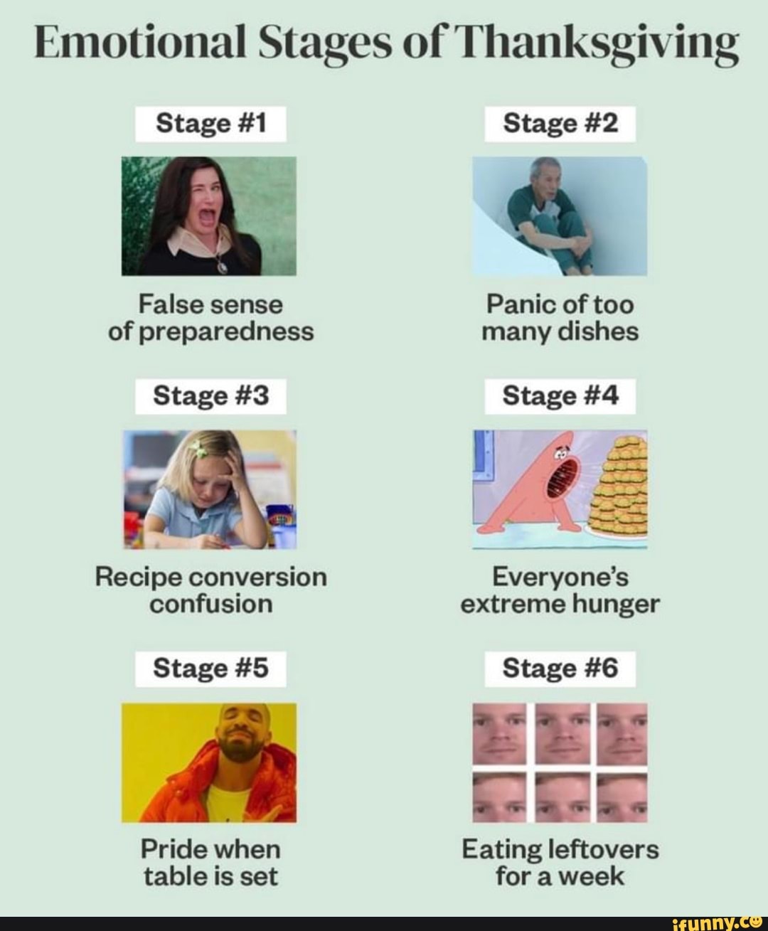 Emotional Stages of Thanksgiving Stage #1 False sense of preparedness ...